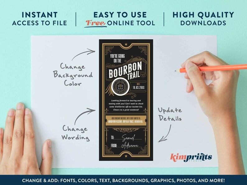 Bourbon Trail Ticket Template, Surprise Bourbon Tasting Gift ...
