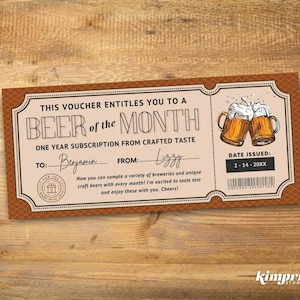 Beer of the Month Gift Certificate Template, Craft Beer Subscription ...