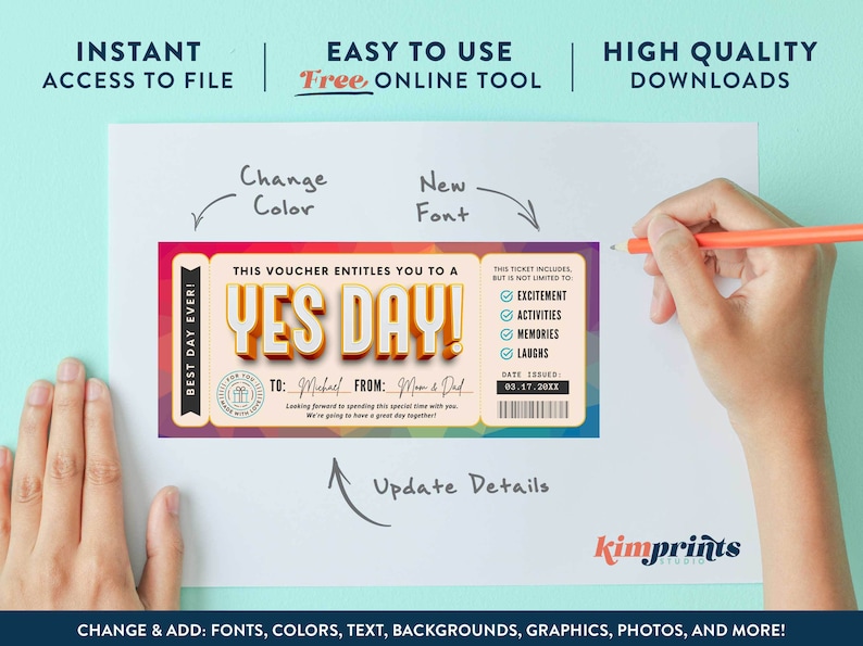 Yes Day Ticket Kids Best Day Ever Souvenir Yes Day Gift - Etsy