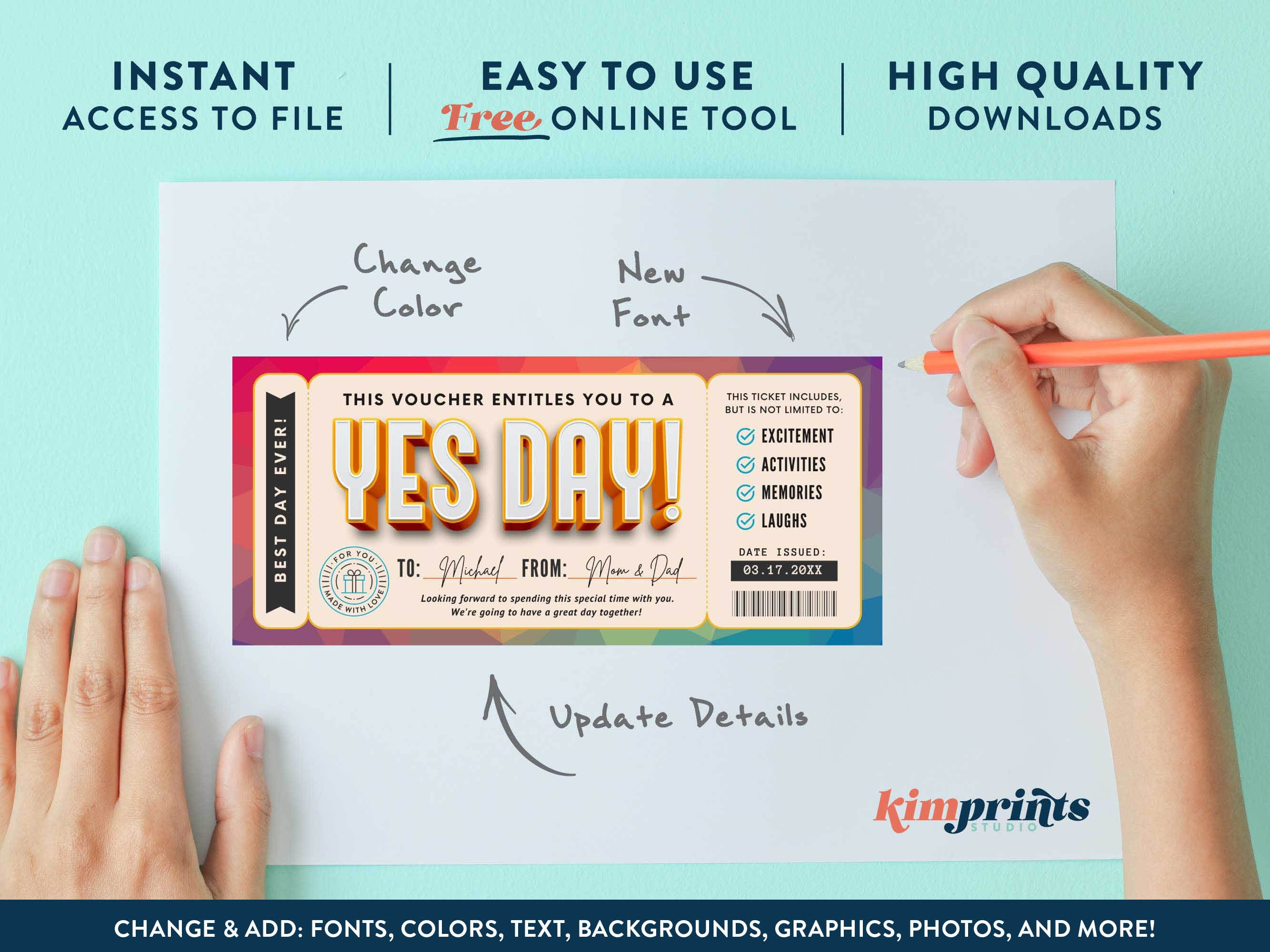 Yes Day Ticket Kids Best Day Ever Souvenir Yes Day Gift - Etsy