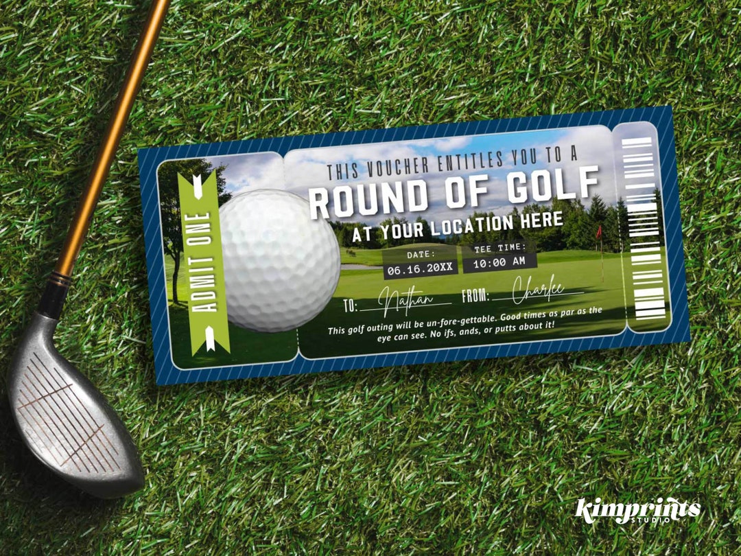 Golfing Ticket Template, Golf Trip Gift Certificate, Round of Golf ...
