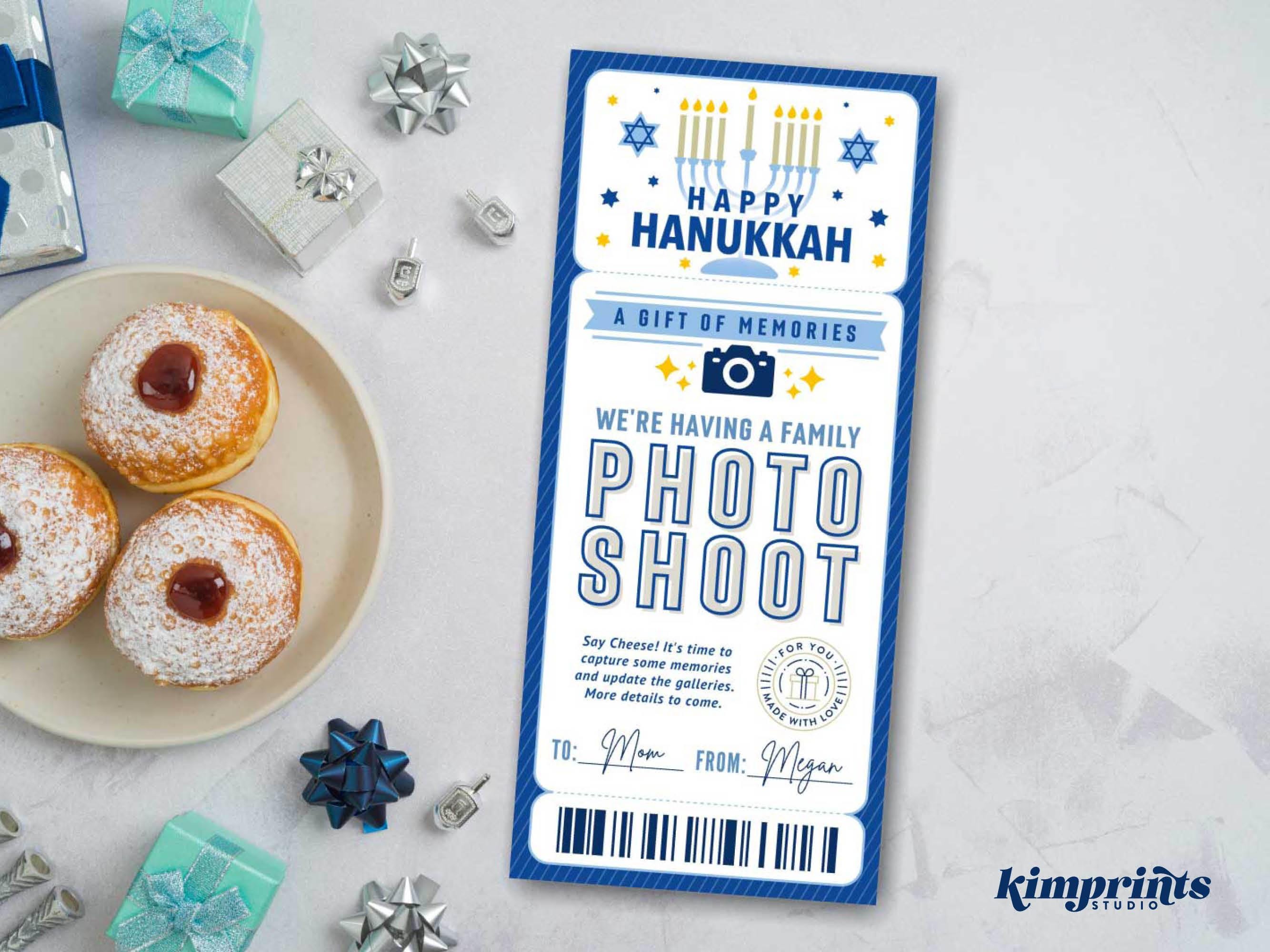 Photo Session Gift Template, Hanukkah Photo Shoot Gift Idea ...