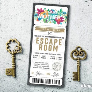 Escape Room Ticket, Mother's Day Escape Room Gift Certificate, Surprise ...