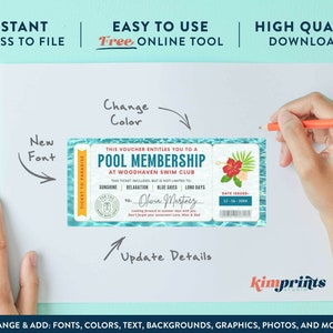 Pool Membership Template, Swim Club Season Pass, Printable Swimming ...