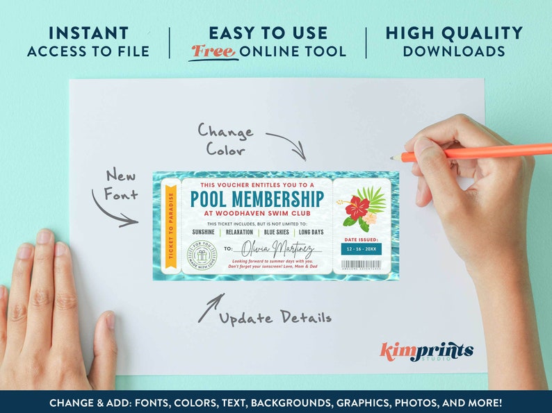 Pool Membership Template, Swim Club Season Pass, Printable Swimming ...
