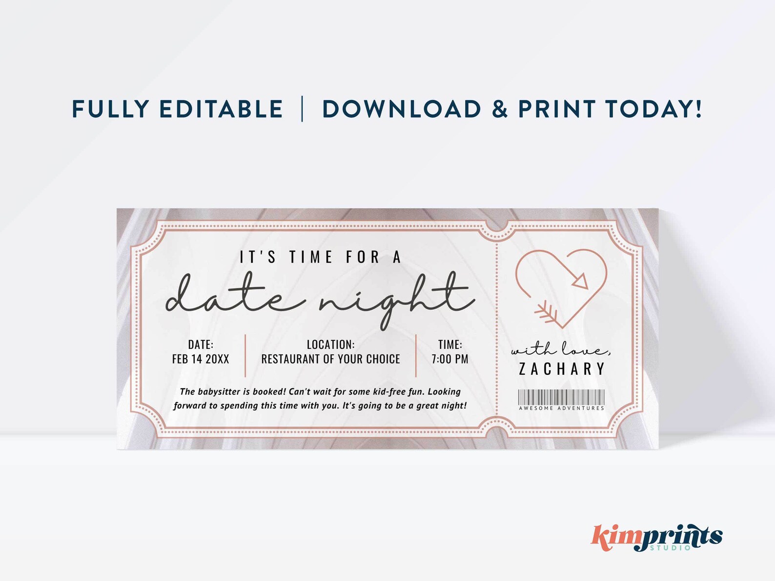 Date Night Ticket Template Couples Fun Experience Gift - Etsy