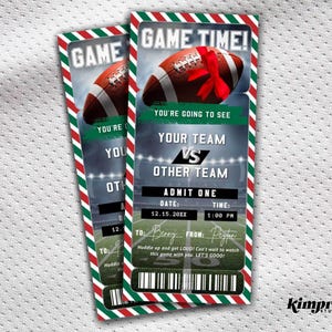 Football Ticket Template, Football Christmas Gift Certificate, Editable ...