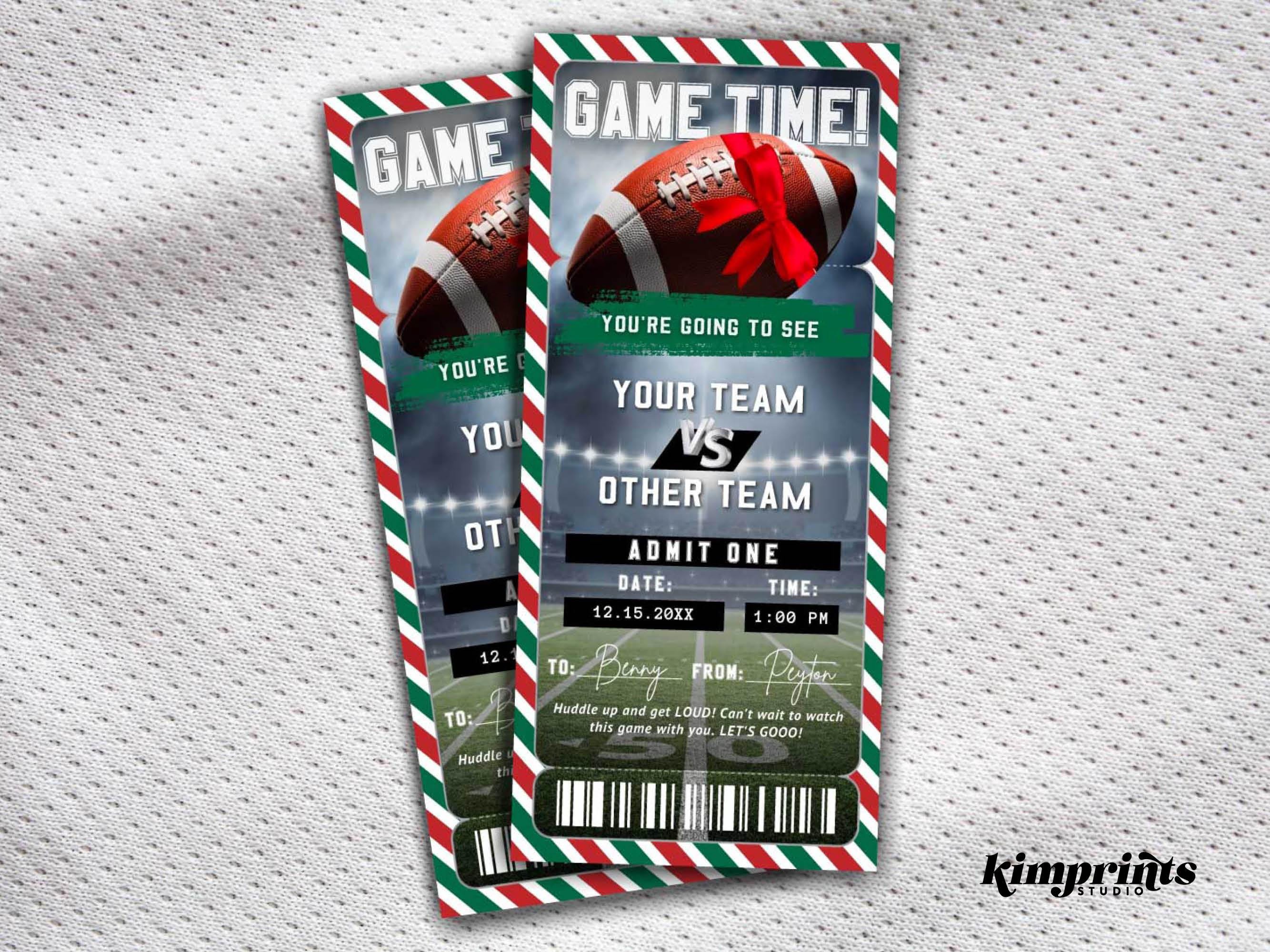 Football Ticket Template, Football Christmas Gift Certificate, Editable ...