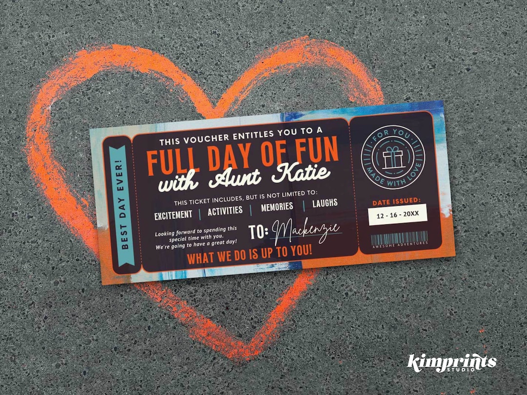 Fun Day Ticket Template, Yes Day Souvenir, Kids Special Experience Gift ...
