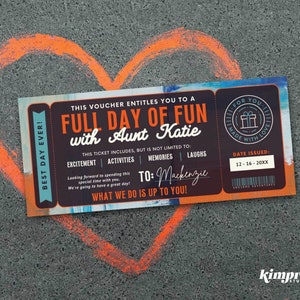 Fun Day Ticket Template, Yes Day Souvenir, Kids Special Experience Gift ...