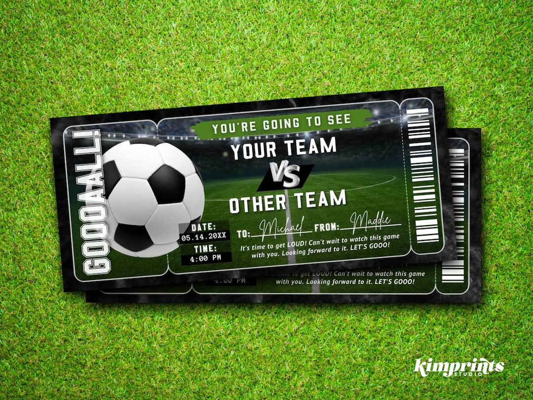 Soccer Game Ticket Template, Soccer Gift Certificate, Editable NPSL ...