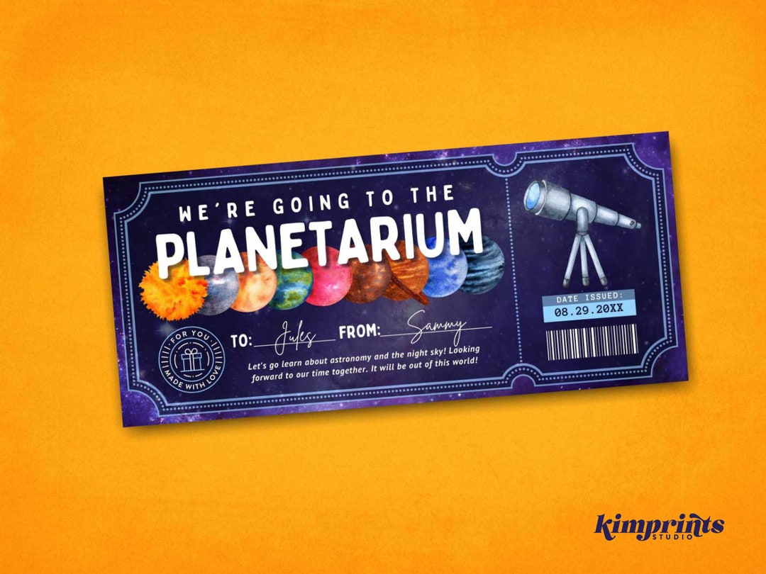 Planetarium Ticket Template, Astronaut Experience Gift Certificate ...