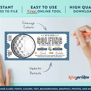 Golfing Ticket Template, Golf Trip Gift Certificate, Round of Golf ...