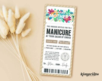 Pedicure Ticket Template Nail Salon Gift Certificate - Etsy