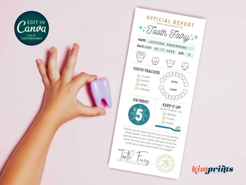 Tooth Fairy Letter Template, Lost Tooth Souvenir, Tooth Fairy Report ...