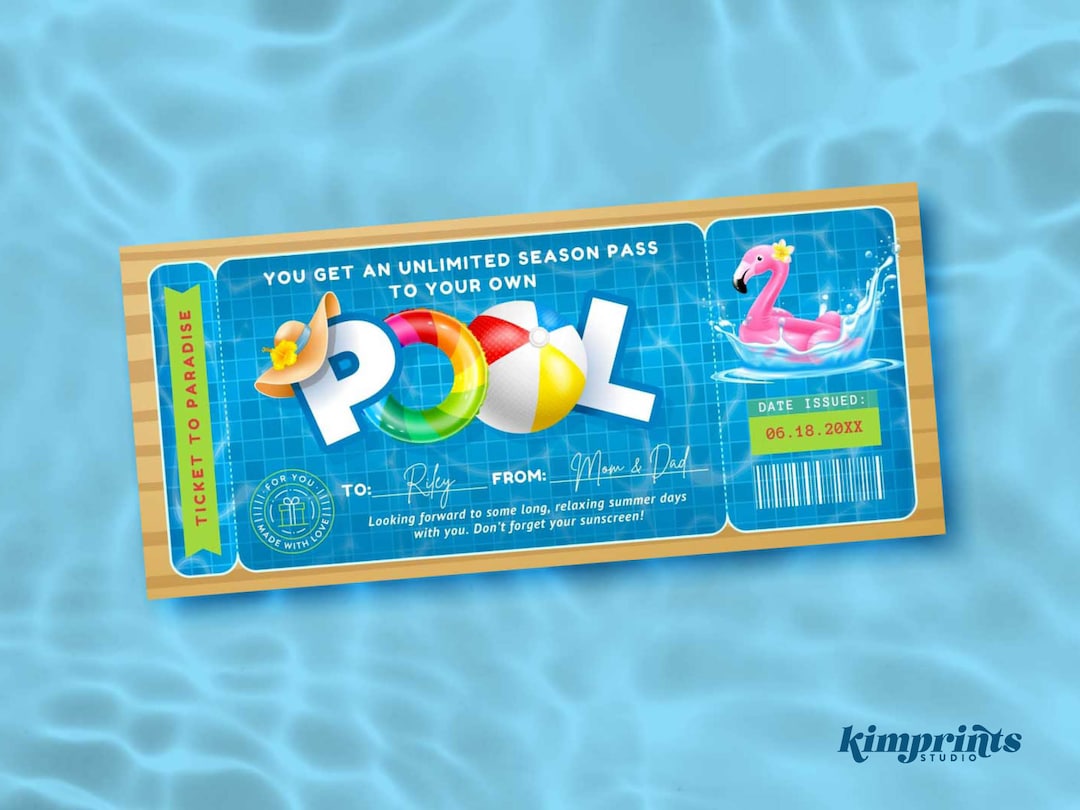 Swimming Pool Certificate Template, Swim Club Season Pass, Printable ...