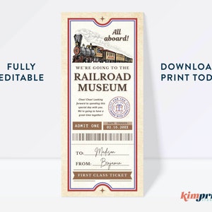 Railroad Museum Ticket Template, Train Experience Certificate, Vintage ...