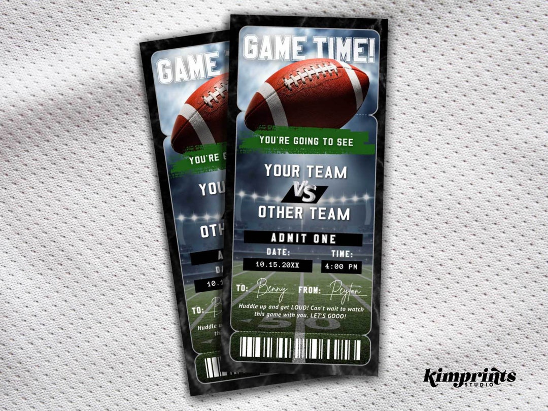 Football Ticket Template, Football Gift Certificate, Editable NFL Game ...