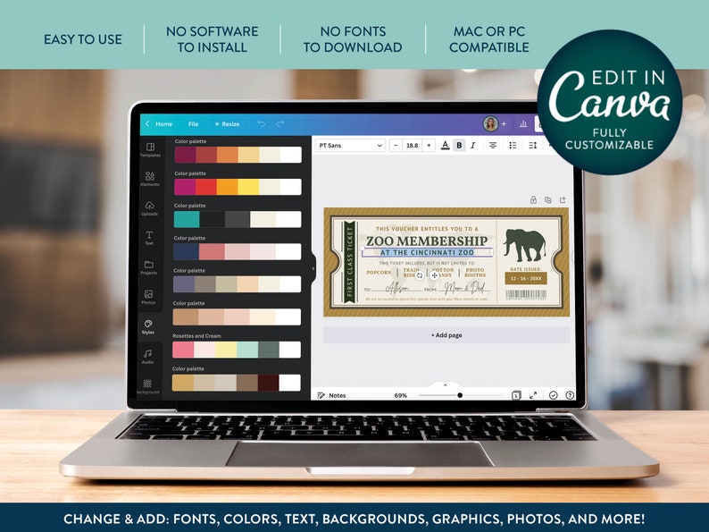 Zoo Membership Ticket Template, Season Pass Gift Certificate, Fun ...