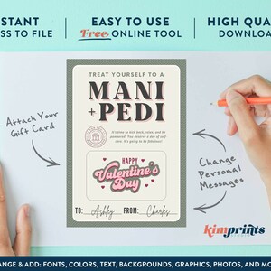 Mani Pedi Gift Card Holder Template, Valentines Day Nail Salon Gift ...