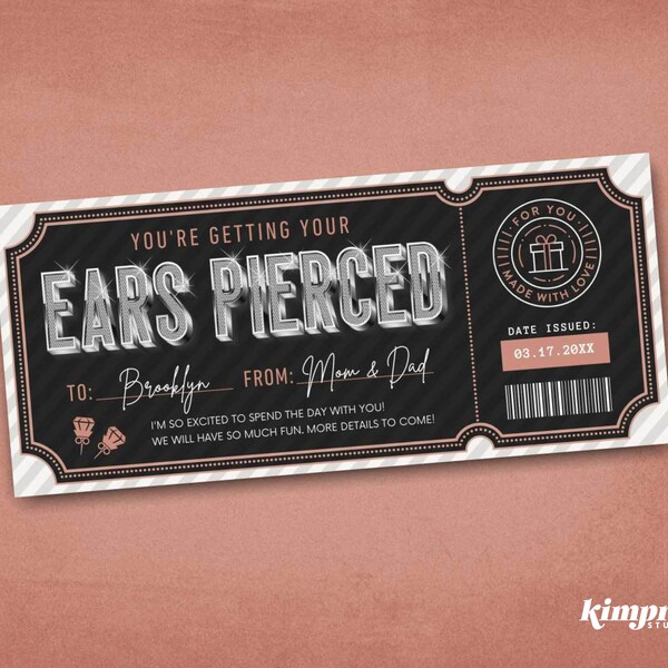 Ear Pierced Voucher - Etsy