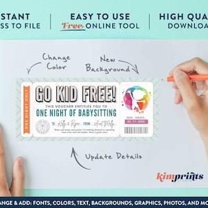 Babysitting Ticket Template, Free Babysitting Gift Certificate, Custom ...