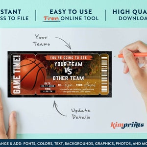 Basketball Ticket Template, Basketball Gift Certificate, NBA Game ...