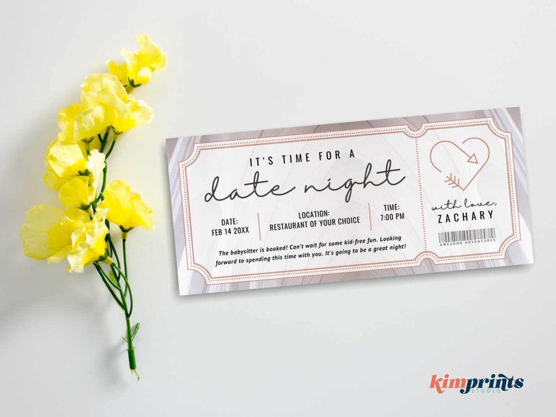 Date Night Ticket Template Couples Fun Experience Gift - Etsy
