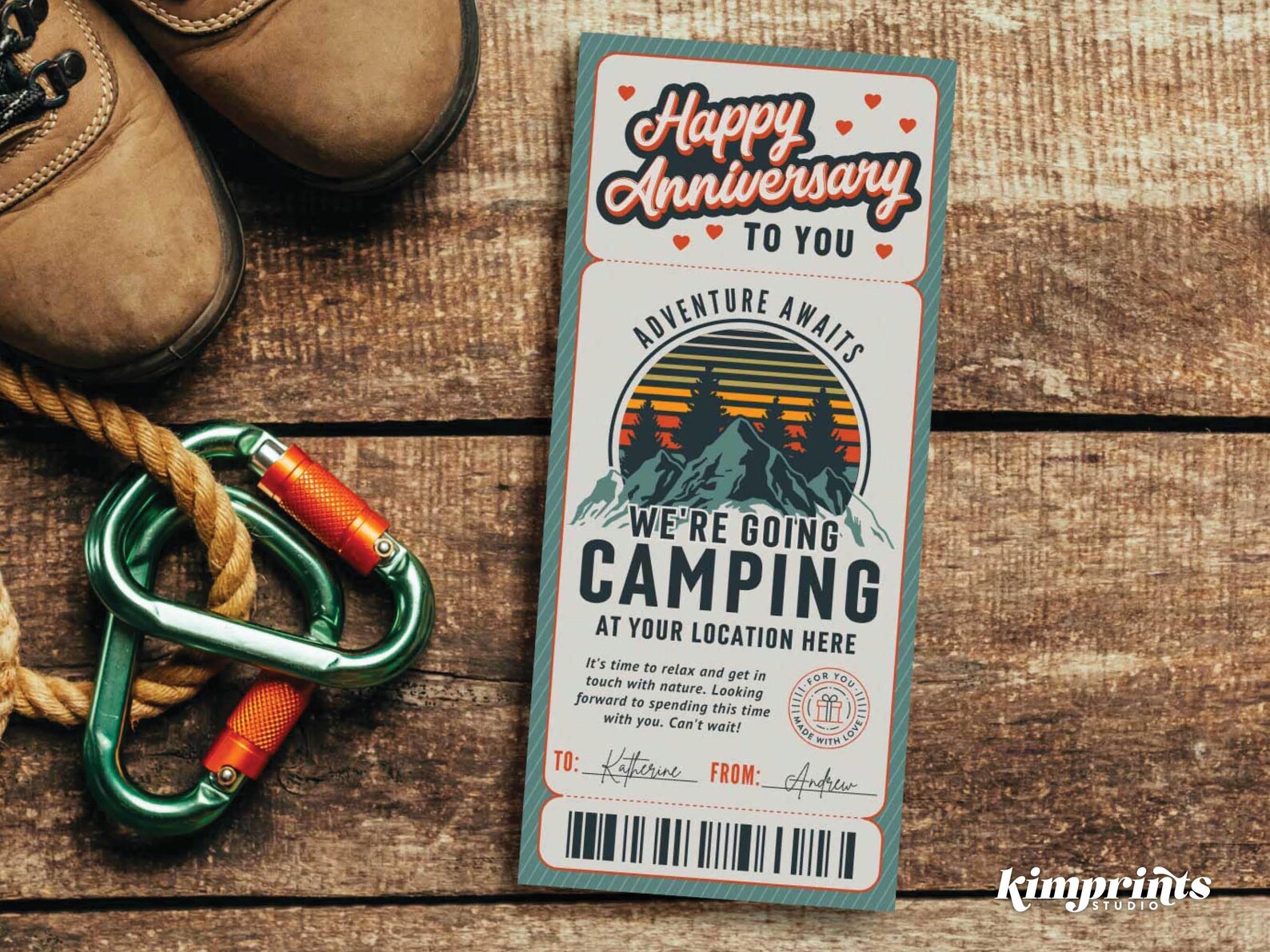Camping Ticket Template, Anniversary Gift Idea, Anniversary Activity ...