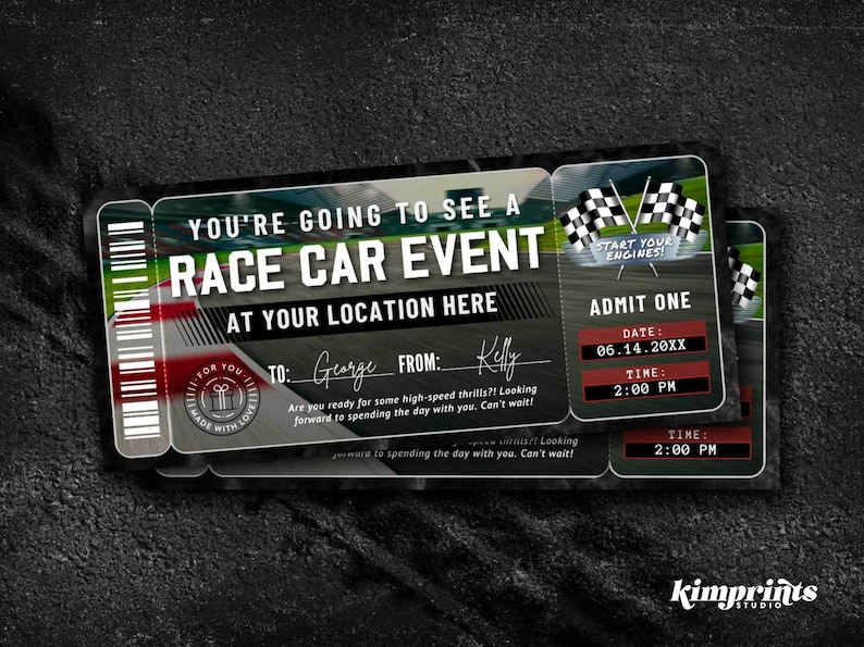 Car Race Ticket Template, Nascar Gift Certificate, Formula 1 Race ...