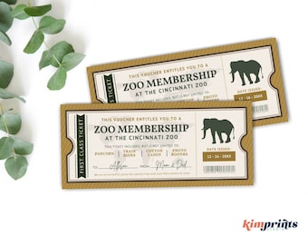 Zoo Pass Ticket Template - Etsy