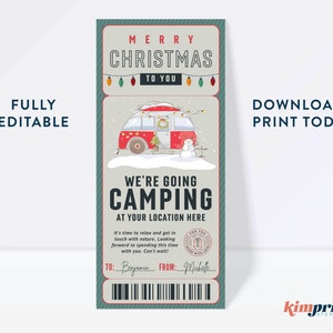 Camping Ticket Template, Winter Camping Gift Certificate, Outdoor ...