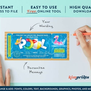 Swimming Pool Certificate Template, Swim Club Season Pass, Printable ...