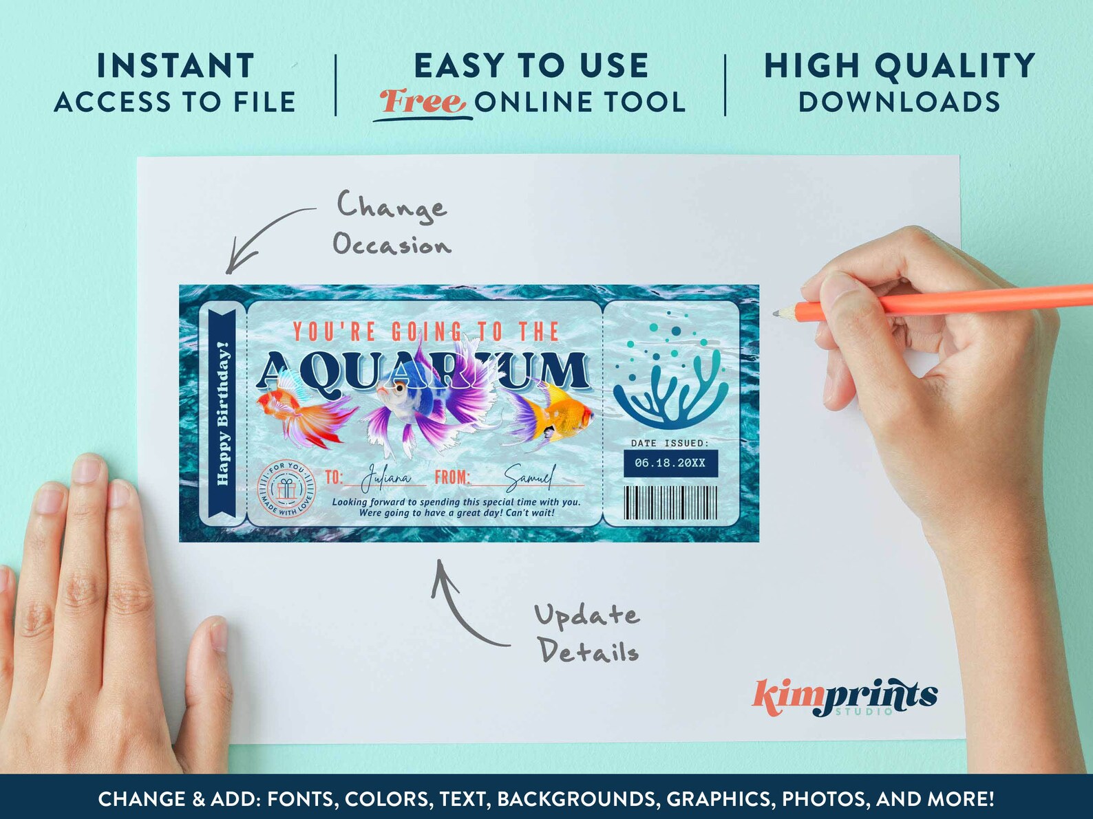 Aquarium Ticket Template, Exotic Fish Gift Certificate, Surprise ...