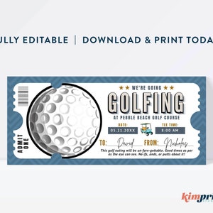 Golfing Ticket Template, Golf Trip Gift Certificate, Round of Golf ...
