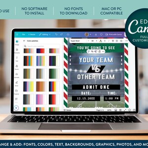 Football Ticket Template, Football Christmas Gift Certificate, Editable ...