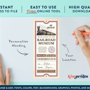 Railroad Museum Ticket Template, Train Experience Certificate, Vintage ...