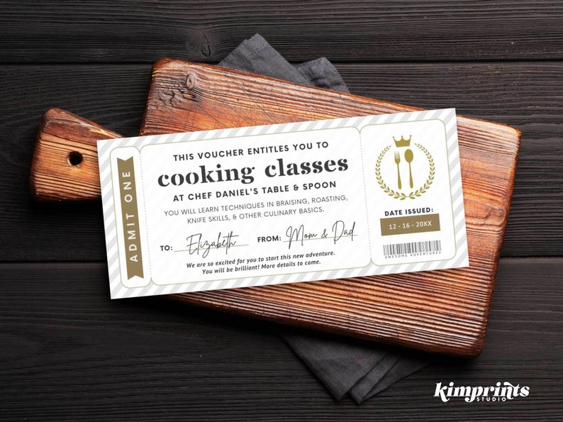 Cooking Class Ticket Template Couples Date Night Idea - Etsy