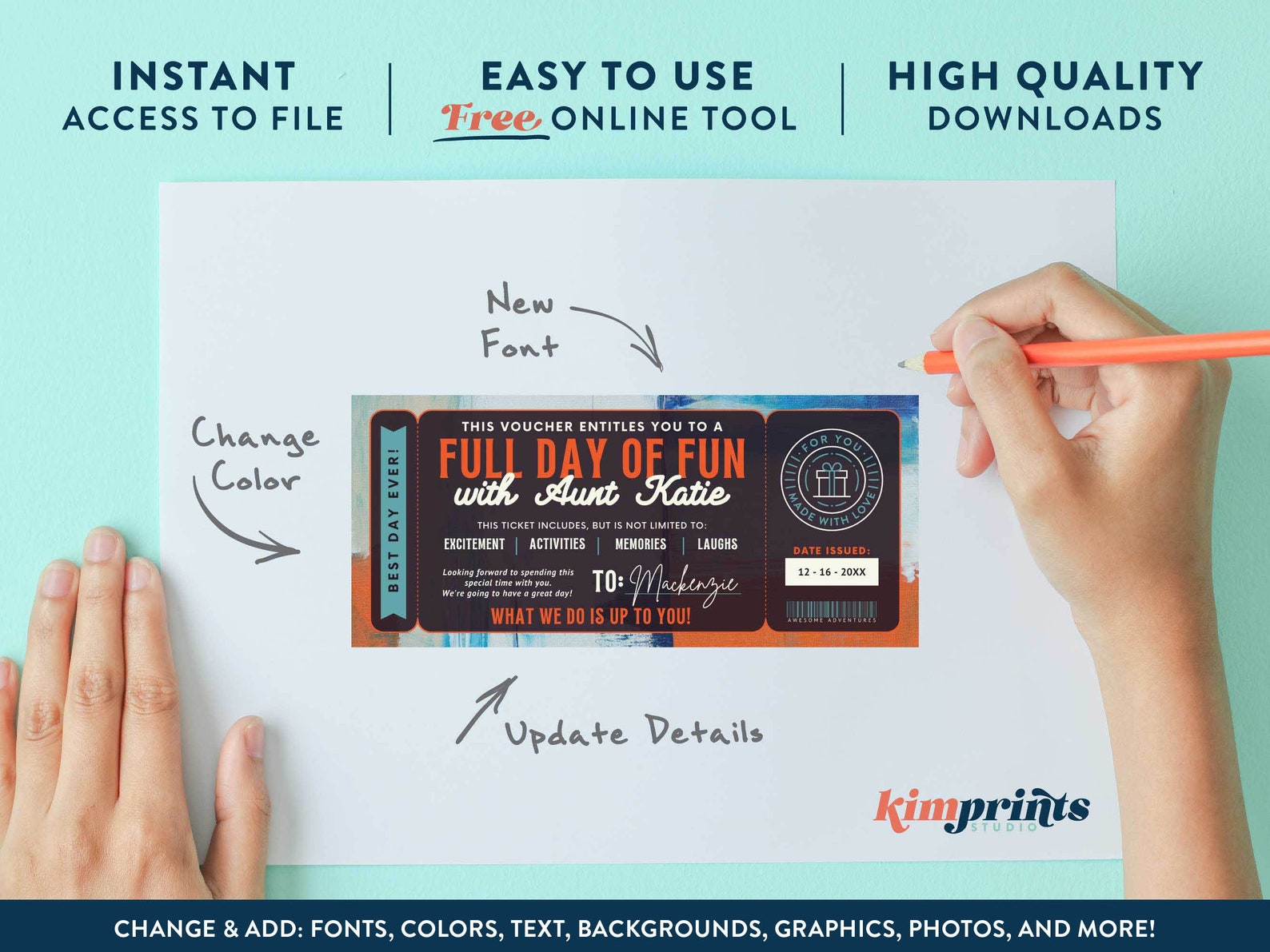 Fun Day Ticket Template, Yes Day Souvenir, Kids Special Experience Gift ...