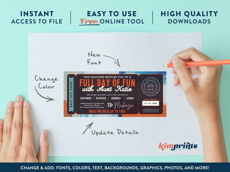 Fun Day Ticket Template, Yes Day Souvenir, Kids Special Experience Gift ...