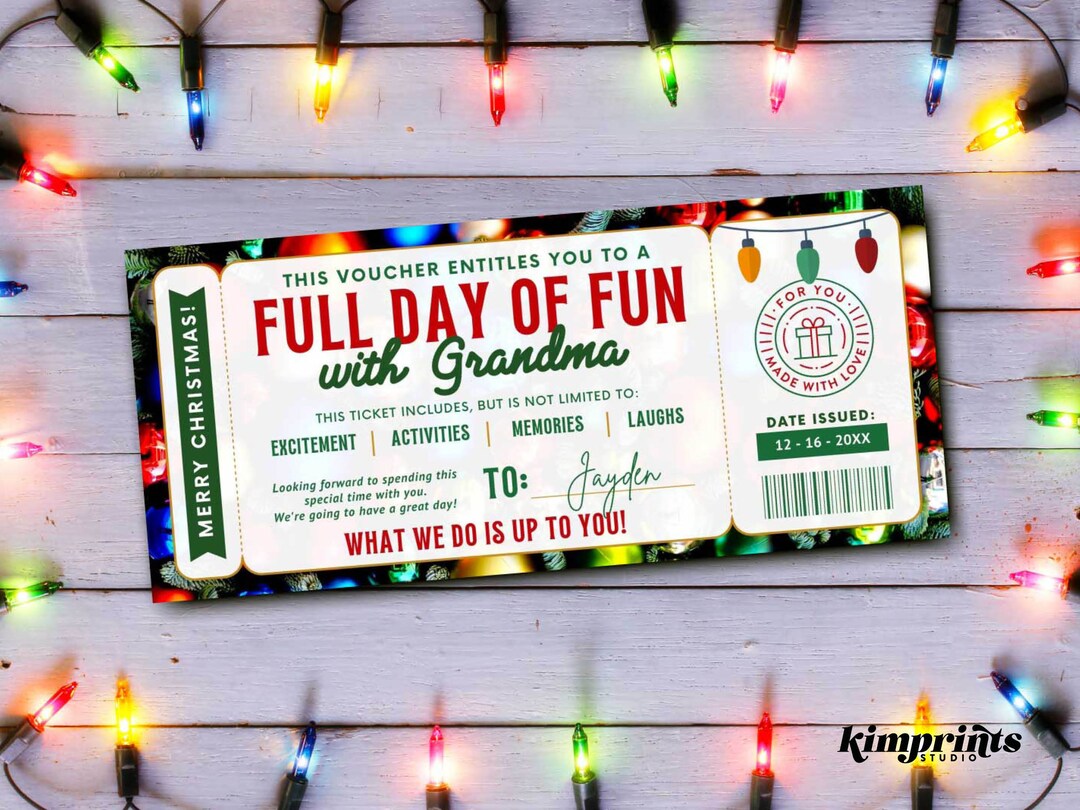 Fun Day Ticket, Kids Best Day Ever Gift Idea, Yes Day Christmas Gift ...