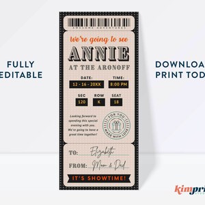 Theater Show Ticket Template, Broadway Show Gift Idea, Musical Theater ...
