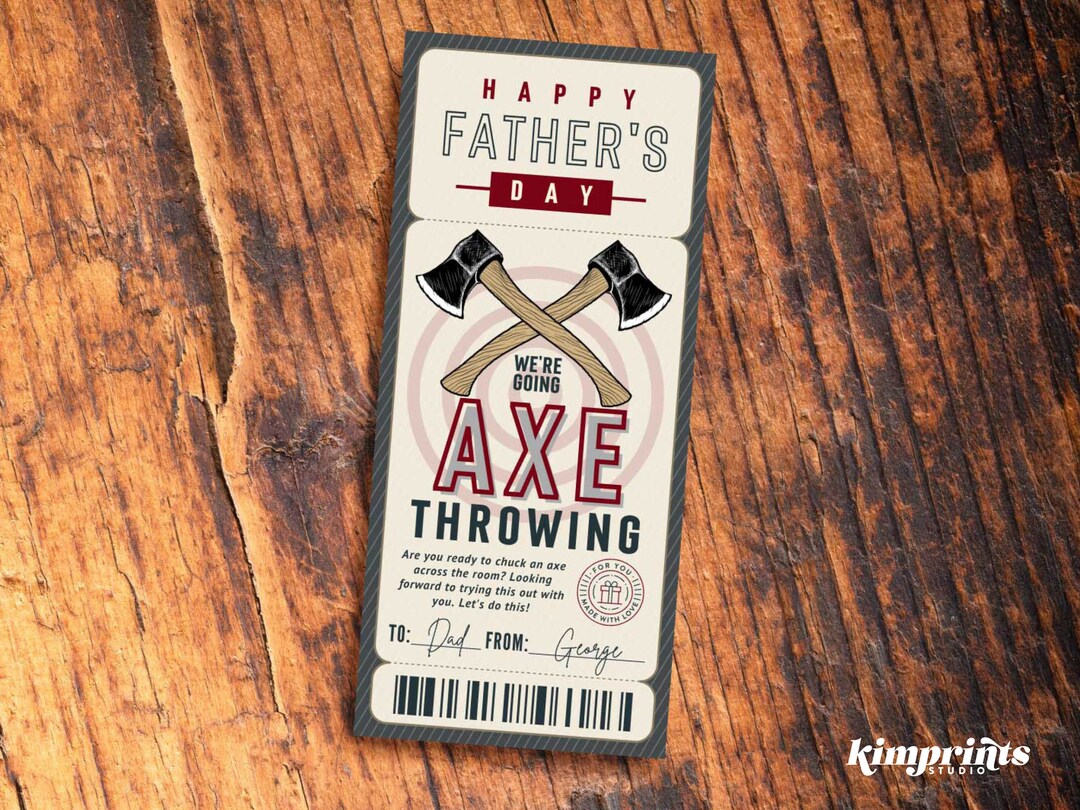 Axe Throwing Ticket Template, Father's Day Lumberjack Gift Certificate ...
