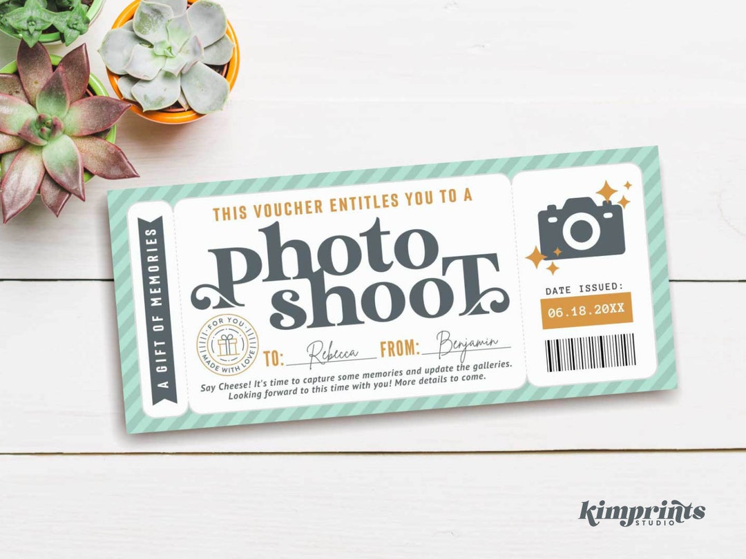 Photo Shoot Ticket Template, Surprise Photo Session, Photography Gift ...