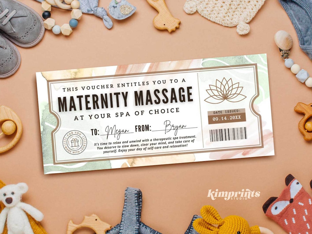 Maternity Massage Gift Certificate Template, Prenatal Massage Gift ...