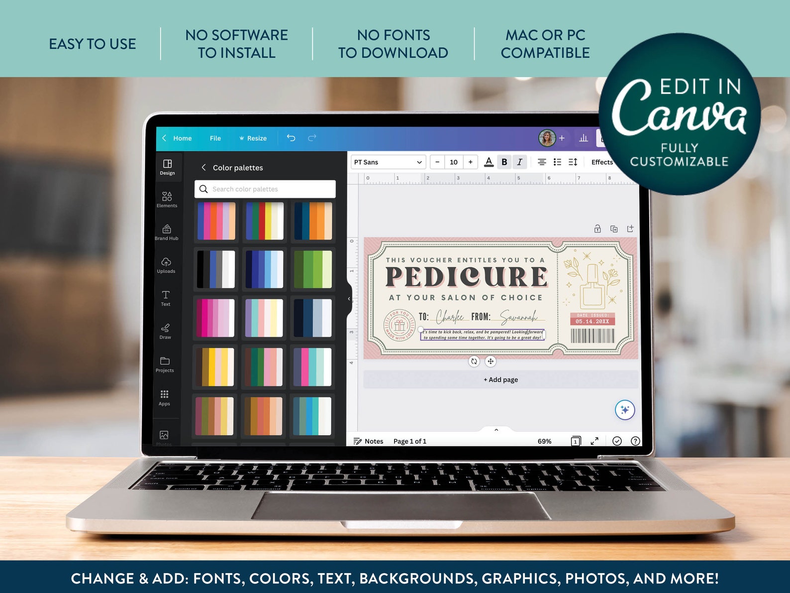 Pedicure Ticket Template, Nail Salon Gift Certificate, Pedicure ...