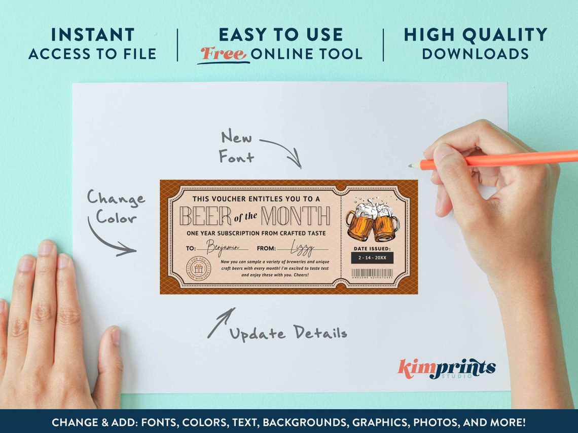 Beer of the Month Gift Certificate Template, Craft Beer Subscription ...