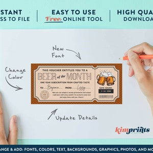Beer of the Month Gift Certificate Template, Craft Beer Subscription ...