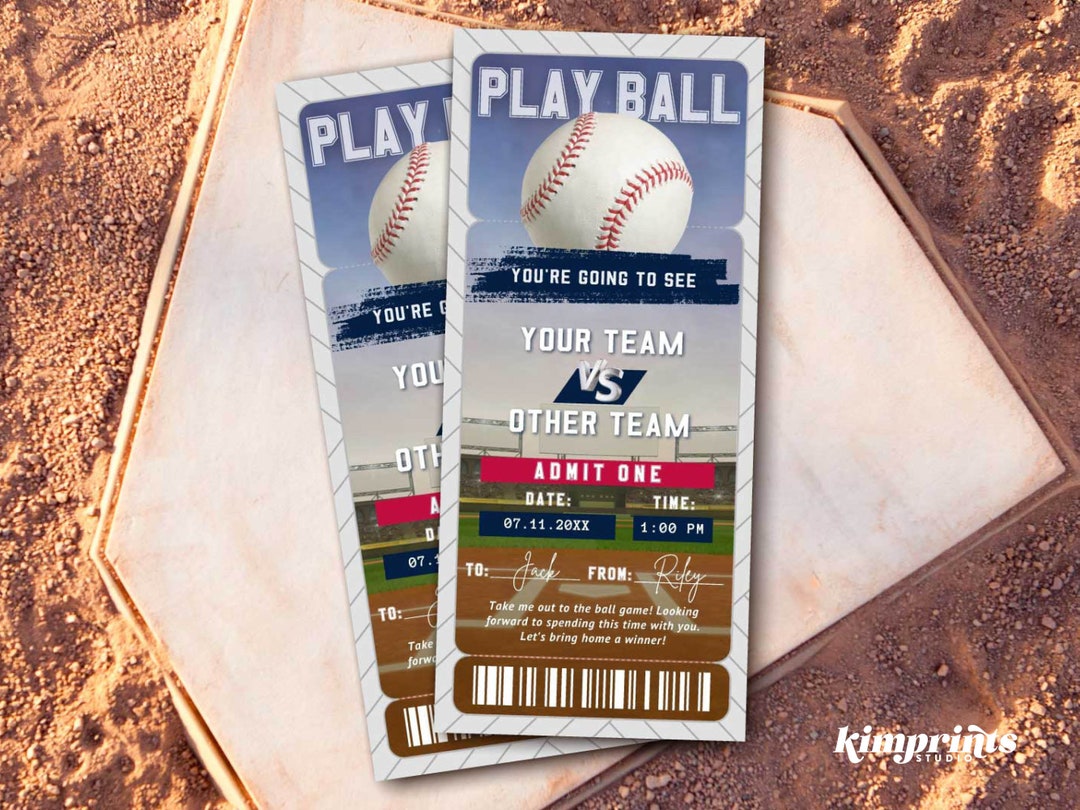 Baseball Ticket Template, Baseball Gift Certificate, Editable MLB Game ...