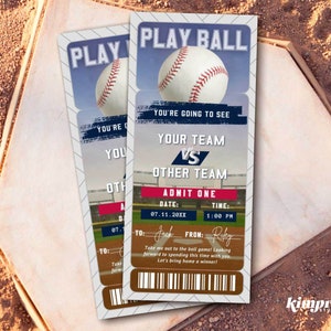 Baseball Ticket Template, Baseball Gift Certificate, Editable MLB Game ...